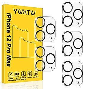 YWXTW [5 Pack Camera Lens Protector Compatible with iPhone 12 Pro Max 6.7" Tempered Glass, [Night Shooting Mode] Case Friendly, High Definition