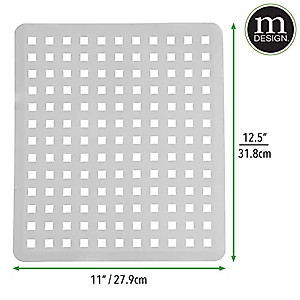 mDesign Kitchen Sink Protector Mat Pad Set, Quick Draining - Use In Sinks to Protect Surfaces and Dishes - 2 Piece Combo Set includes 1 Sink Saddle and 1 Sink Mat - Gray