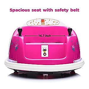 u URideon Ride On Bumper car for Kids, 6V Electric Vehicle Ride on Toys with Remote Control, Music,Colorful Flashing Lights,Battery Powered (Pink)