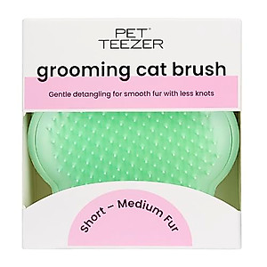 Tangle Teezer Cat Teezer | Small, De-Shedding Cat Hair Brush | Gentle, Soothing Brush for Cats | Green