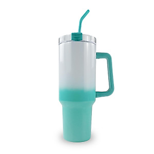 Hogg 40oz Sublimation Tumbler Holographic Traveler - Ombre Mint Shimmer, Blank Sublimation Tumblers with Handle, Bulk Tumblers with Lids, Straws, Removable Handle, 40 oz Sublimation Tumbler