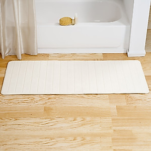 Lavish Home Oversized Bathroom Rug - Extra-Long Memory Foam Bath Mat with Nonslip Backing - Absorbent Runner for The Shower, Tub, or Sink (White)