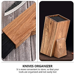 DOITOOL 1pc wooden holder kitchen holder slot holder holder rack Block rack Small Block storage rack Wooden Stand Divide the universal