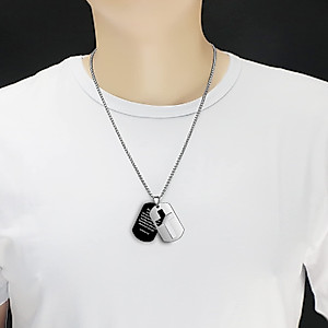 ZRAY Dog Tag Necklace for Men Bible Verse Cross Pendant Stainless Steel Chain 24inch Inspirational Christian Jewelry Meaningful Religious Gift（Be Strong）