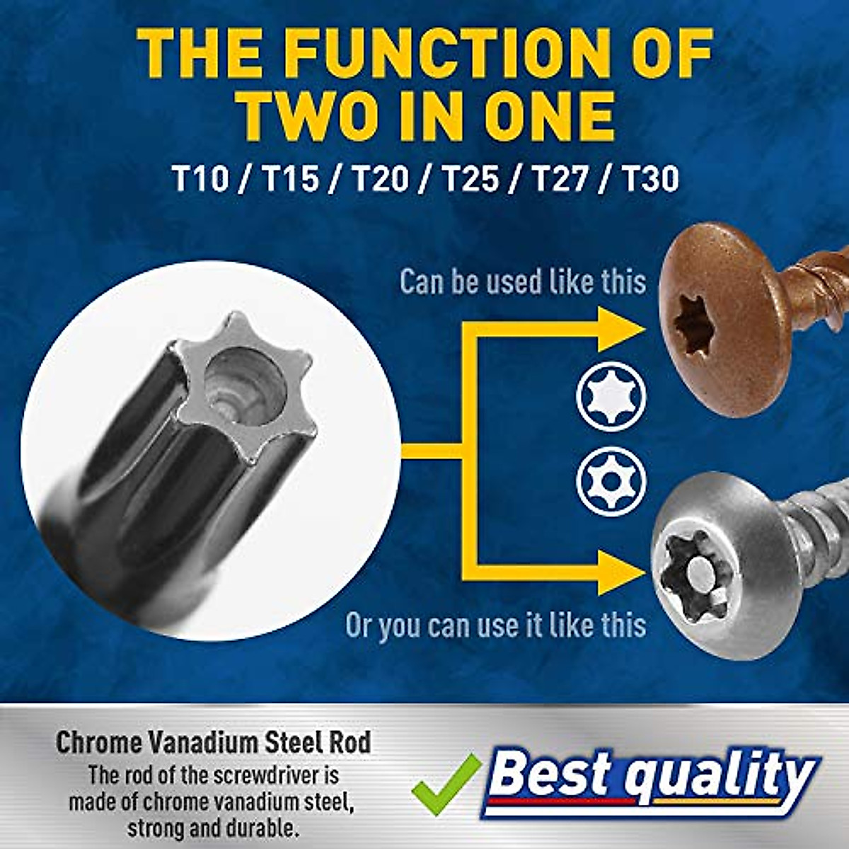 Amartisan 6-Piece Magnetic Torx Screwdrivers Set, Security Tamper Proof, Magnetic Torx Driver Star Screwdrivers Set T10 - T30 Best Choice (Torx Screwdrivers)