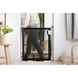 Summer Infant Tuck Away Retractable Extra Wide Gate, Fits Openings Up to 56” Wide, Black and Gray Gate for Doorways and Hallways, 30” Tall Mesh Baby and Pet Gate