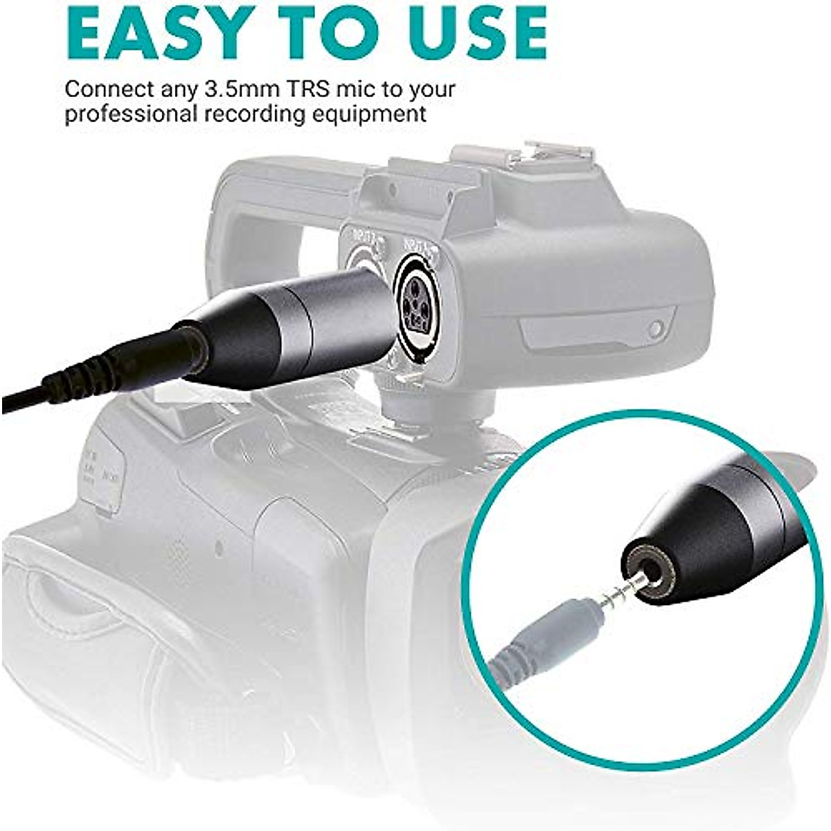 Movo F-XLR 3.5mm to XLR Microphone Adapter - 3.5mm Female TRS to XLR Male Connector for Camcorders, Recorders, Mixers