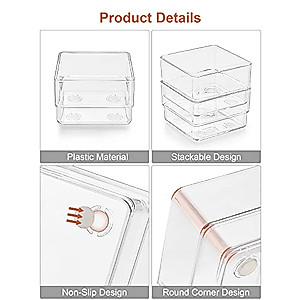 SMARTAKE 13-Piece Drawer Organizer with Non-Slip Silicone Pads, 5-Size Desk Drawer Organizer Trays Storage Tray for Makeup, Jewelries, Utensils in Bedroom Dresser, Office and Kitchen, Clear