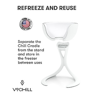 VoChill Stemmed Wine Glass Chiller | Smart & stylish | Radically cool wine tool – keeps wine perfectly chilled in your glass | Refreezable Chill Cradle actively chills (Quartz, Single VoChill)