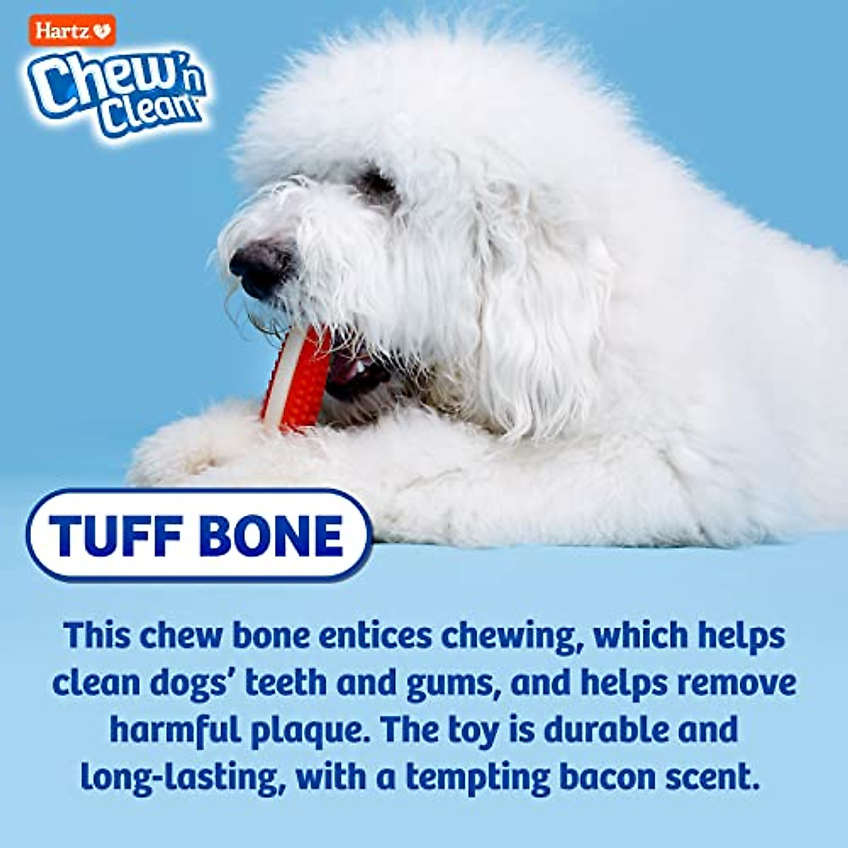 Hartz Chew 'n Clean Tuff Bone Bacon Scented Dental Dog Chew Toy - Extra Small