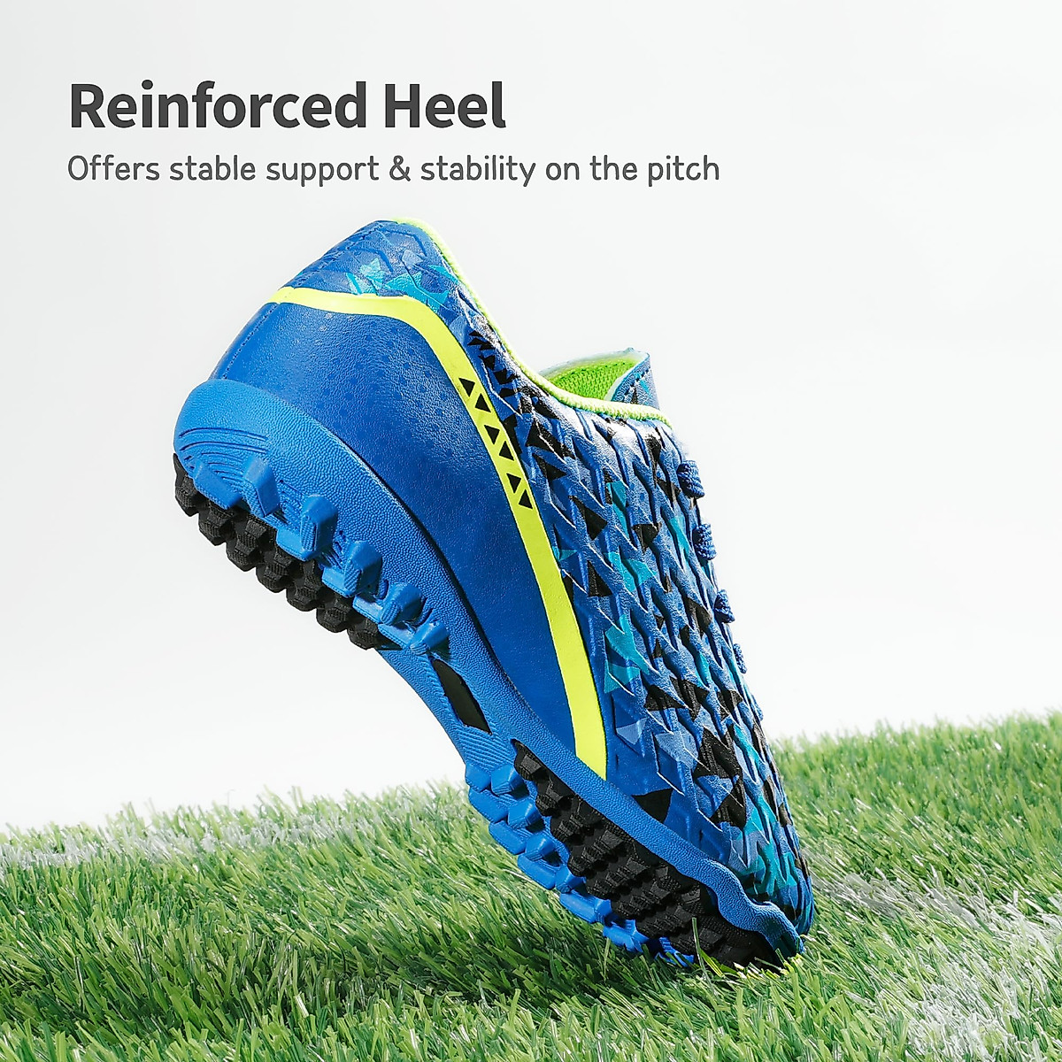 DREAM PAIRS Boys Girls Indoor Turf Soccer Shoes Lace Up Cleats(Toddler/Little Kid/Big Kid),Size 4 Big Kid,ROYAL/BLUE/NEON/GREEN,SDSO223K