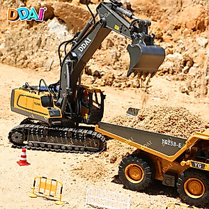 DDAI Remote Control Excavator Toys for Boys 8-12 Kids Best Gift Ideas for Age 3 4 5 6 7 8 9 10+ Year Old Boy Rechargeable RC Construction Excavators Digger Vehicles Engineering Toys with Metal Shovel