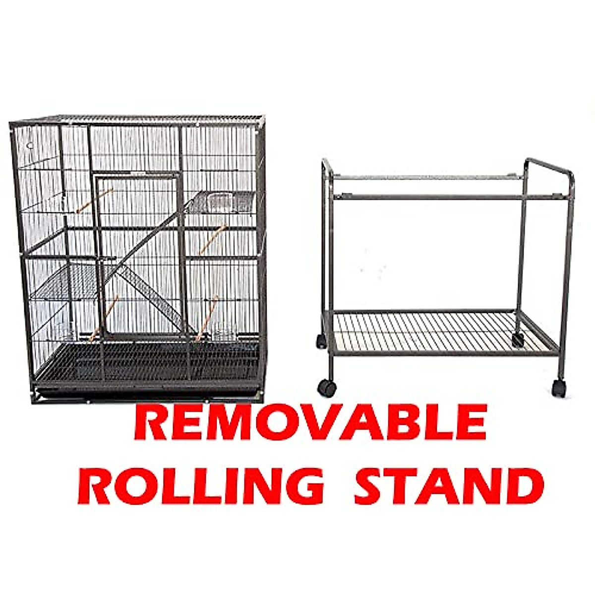 Extra Large Wrought Iron 5-Tiers Chew-Proof Ferret Squirrel Chinchilla Sugar Glider Critter Animal Home Metal Cage Easy Clean Pull Out Tray with Removable Rolling Stand