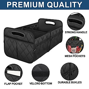 Deosk Trunk Organizer for Car, Collapsible Car Organziers and Storage with 6 Pockets, 50L Multi-Compartment Car Trunk Organzier, Car Accessories for Women/Men - Black Standard WXAG-0034