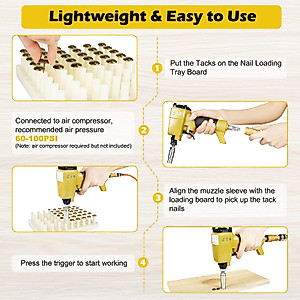 CTS 1170 Pneumatic Upholstery Decorative Tack Nail Gun, 7/16" (11.7mm) Head Diameter Air Finish Deco Nailer for Furniture, Home Decor (7/16-Inch Deco Nailer (11.70mm))