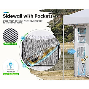 Quictent 10x10 Pop up Canopy with Sidewall, Easy up Canopy Tent Including 1 Sidewall with Pockets, for Camping and Outdoor Events-White