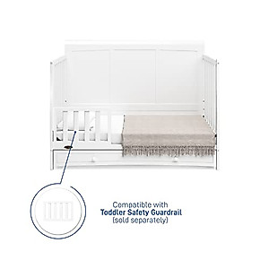 Graco Asheville 4-in-1 Convertible Crib with Drawer (White) – GREENGUARD Gold Certified, Crib with Drawer Combo, Full-Size Nursery Storage Drawer, Converts to Toddler Bed, Daybed and Full-Size Bed