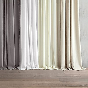 Lush Decor Belgian Flax Prewashed Linen Rich Cotton Blend Window Curtain Panel (Single Panel), 96" L x 50" W, Linen