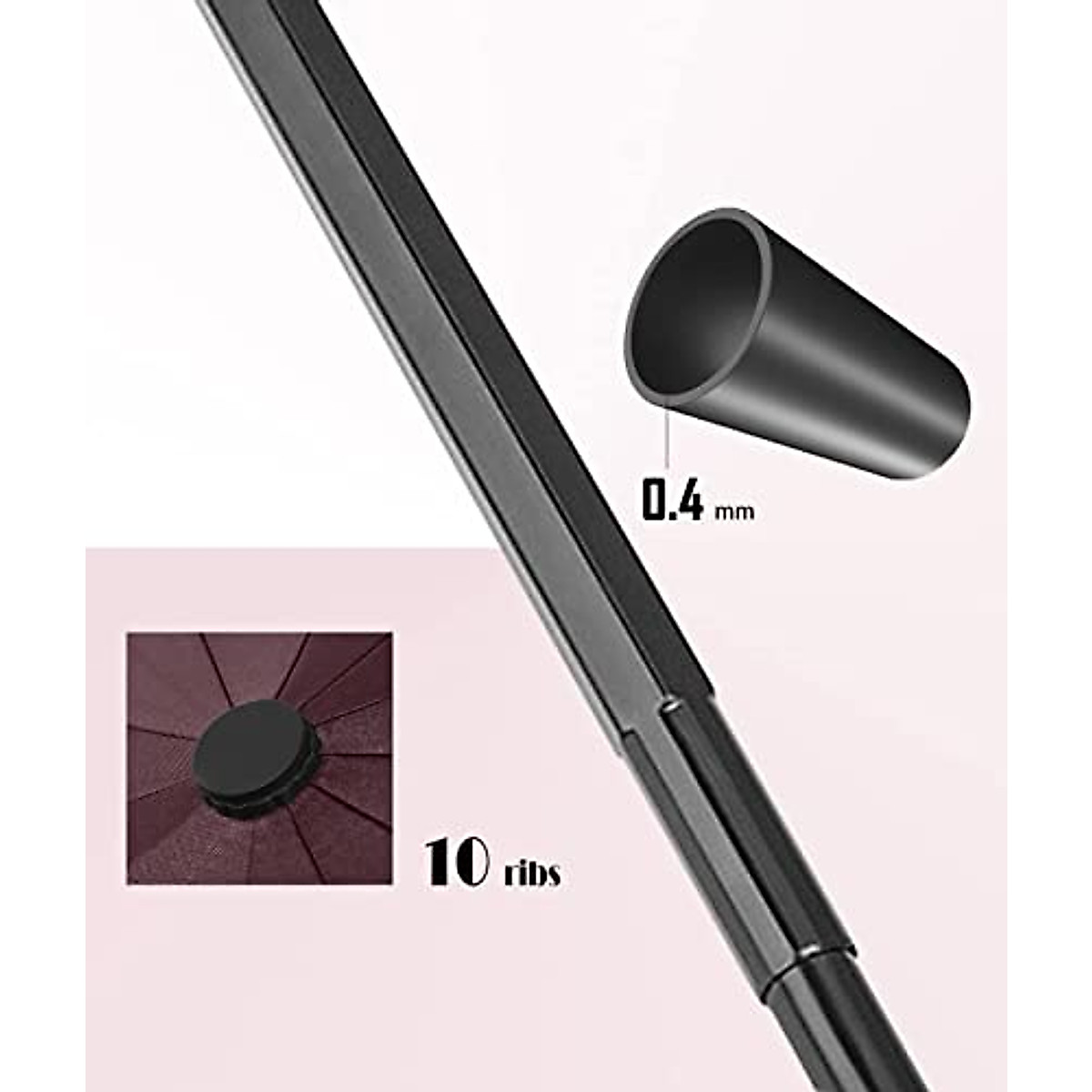 50 inch Large-size Manual Collapsible Travel Umbrella - Compact, Lightweight, UV Protection, Reverse Umbrella for Men and Women (Double Canopy/Wine)