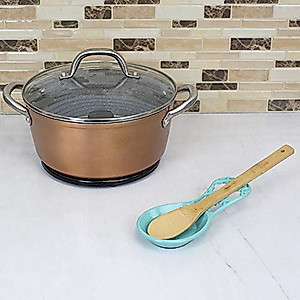 Home Basics Lattice Collection Cast Iron Spoon Rest (Turquoise)