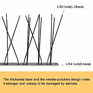 OFFO Black Bird Spikes Pre-Assembled for Pigeons Birds, Durable Bird Deterrent Spikes with Stainless Steel, Bird Repellent Spikes for Fence Roof Mailbox Window Matte Black Cover 10 Feet