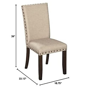 Signature Design by Ashley Rokane Dining Room Upholstered Chair Set of 2, Beige