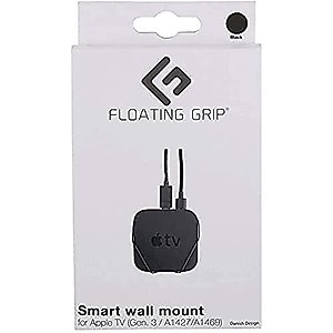 Apple TV Wall Mount by FLOATING GRIP - Wall Mount for Streaming Devices - Wall Mounting System, Cable Management, Wall displaying (Fits Apple TV gen. 3)