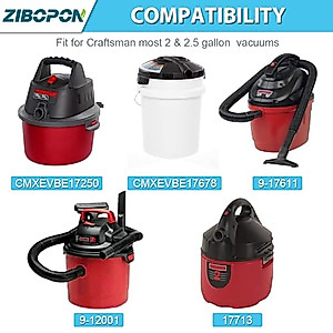 8 Pack 38737 Dust Filter Bags Replacement for Craftsman 2 to 2.5 Gallon Wet/Dry Vacuums and Powerhead Bucket Vac, Part# CMXZVBE38737 / 9-38737, with 3 Retaining Bands