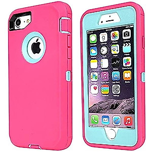Annymall Case Compatible for iPhone 8 & iPhone 7, Heavy Duty [with Kickstand] [Built-in Screen Protector] Tough 4 in1 Rugged Shorkproof Cover for Apple iPhone 7 / iPhone 8 (Pink)