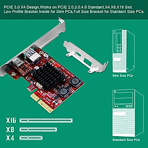 PCIE to USB 3.1 GEN2 10Gbps Card for Windows 7, 8.1, 10, 11 (32/64) and MAC OS 10.9,10.10,10.12,10.13,10.14,10.15 PCs, Built in Smart Power Control Technology, 1X USB-C and 1XUSB-A (PCE-U31AC)
