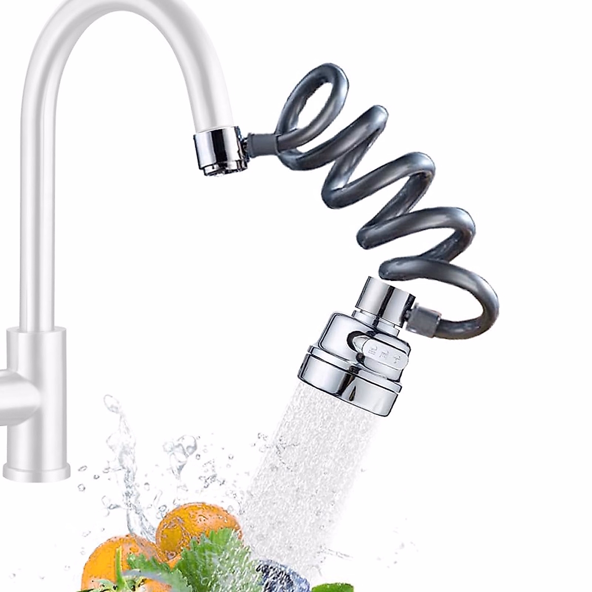 2 Pcs Kitchen Sink Sprayer, 3-Modes Water Outlet, 360° Rotatable Faucet Aerators, Kitchen and Bathroom Anti-splash Faucet Extender with Stretchable Hose, Removable Water Saving Sink Faucet Sprayers