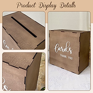 OurWarm Wedding Card Box with Lid, Wood Gift Card Box for Wedding Reception, Rustic Envelope Money Box for Wedding Party Birthday Bridal Shower Baby Shower Graduation Decorations (10x10x6 inches)