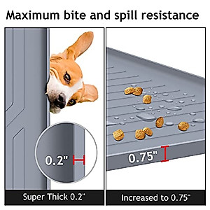 AECHY Dog Mat for Food and Water, Silicone Dog Food Mat with Pocket for Catches Spill and Residue, Multiple Sizes, Colors Dog Feeding Mat, Non Slip Cat Dog Water Bowl Mat with High Edges Cat Food Mat