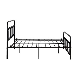 WOKEZ Iron Bed Single-Layer Curved Frame Bed Head&Foot Tube with Shell Decoration Black (Color : Black, Size : Queen)