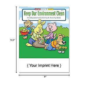ZOCO - Keep Our Environment Clean - Custom Coloring Books (250 Bulk Pack, Without Crayons) - Conservation, Recycling - Earth Day Supplies - Educational Activities for Kids