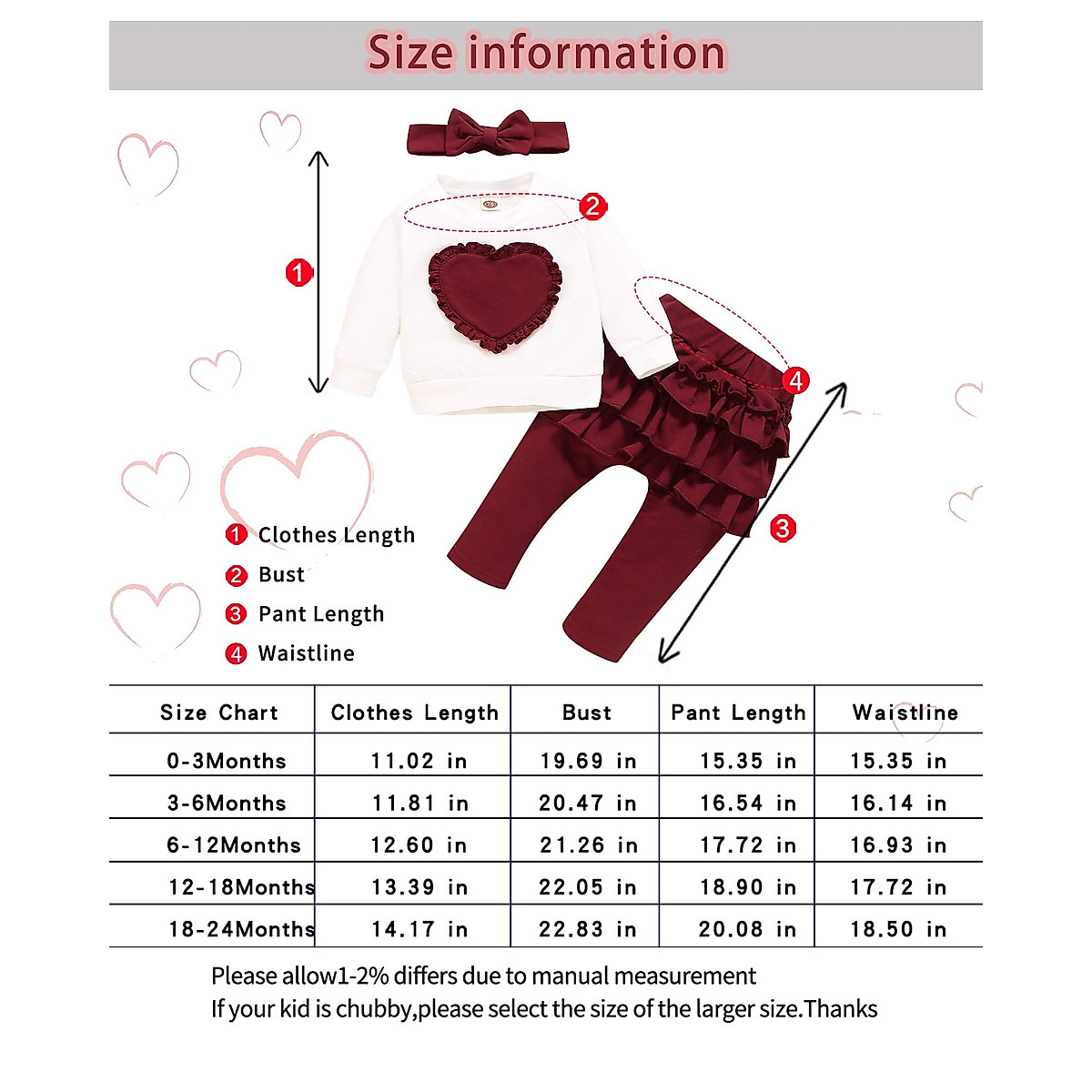 NZRVAWS Valentines Day Baby Girl Clothes 6 Months 9 Months Infant Toddler Girl Outfit Sweater Long Sleeve Fall Winter Love Heart Print Pant Set Spring