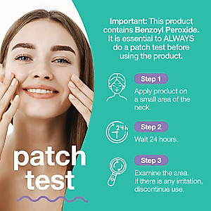 Touch Benzoyl Peroxide 2.5% Gel Cream For Acne - Pimples and Cystic Acne Spot & Daily Face and Back Medication for Adults & Teens – Goes on Clear Lightweight & Non-Drying - Large 8 oz.