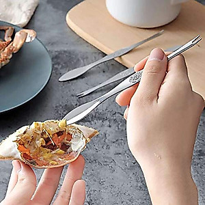 ccHuDE 10 Pcs Mini Natural Wood Crab Lobster Hammer Mallets and 2 Pcs Stainless Steel Crab Leg Forks Seafood Tool Sets