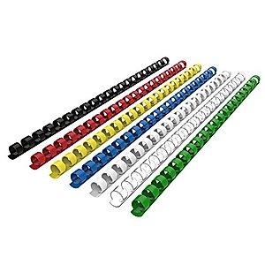 Rayson CR-12-100-M Plastic Binding Combs 1/2in. 21-Ring, 90-Sheet Capacity, Colorful Comb Binding Spines, Max. Binding A4 Size Paper (8.3"×11.7"), Box of 100