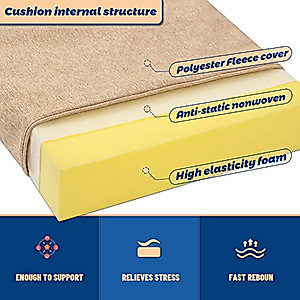 sutailocus Bench Cushion Double Piping Indoor/Outdoor Bench Cushion Bench Cushions for Indoor Furniture, Indoor Window/Piano/Porch Swing Cushion with Adjustable Ties (36x14x3, Khaki)