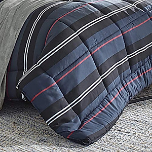 Nautica | Talmage Collection | Ultra Soft & Cozy Silky Microfiber Lightweight Reversible Comforter with Matching Sham(s), Queen, Navy