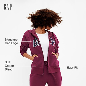 GAP womens Logo Hoodie Zip Sweatshirt, True Black V2, Large US