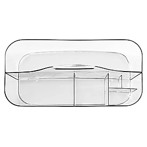 mDesign Plastic Portable Nursery Storage Organizer Caddy Tote - Divided Basket Bin with Handle - Holds Bottles, Spoons, Bibs, Pacifiers, Diapers, Wipes, Baby Lotion, Lumiere Collection, 2 Pack - Clear