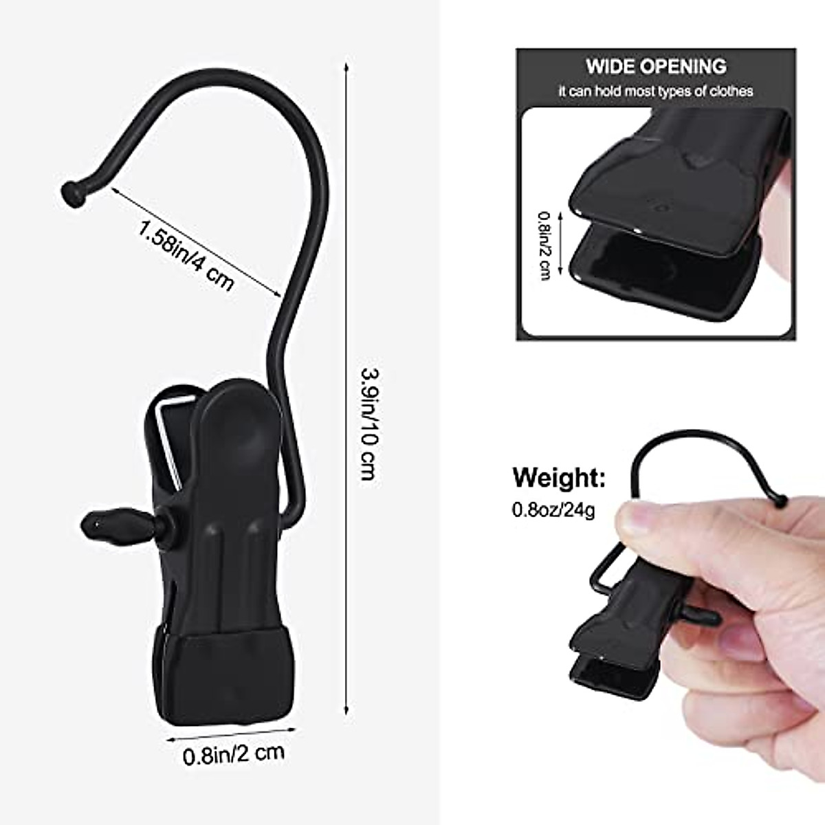 BEWISHOME 30 PCS Boot Hangers for Closet, Laundry Hooks with Clips, Boot Hanging Hold Clip, Clothes Pins, Space Saving Portable Travel Hangers Clip, Jeans, Tall Boots, Towel, Black FYC30B