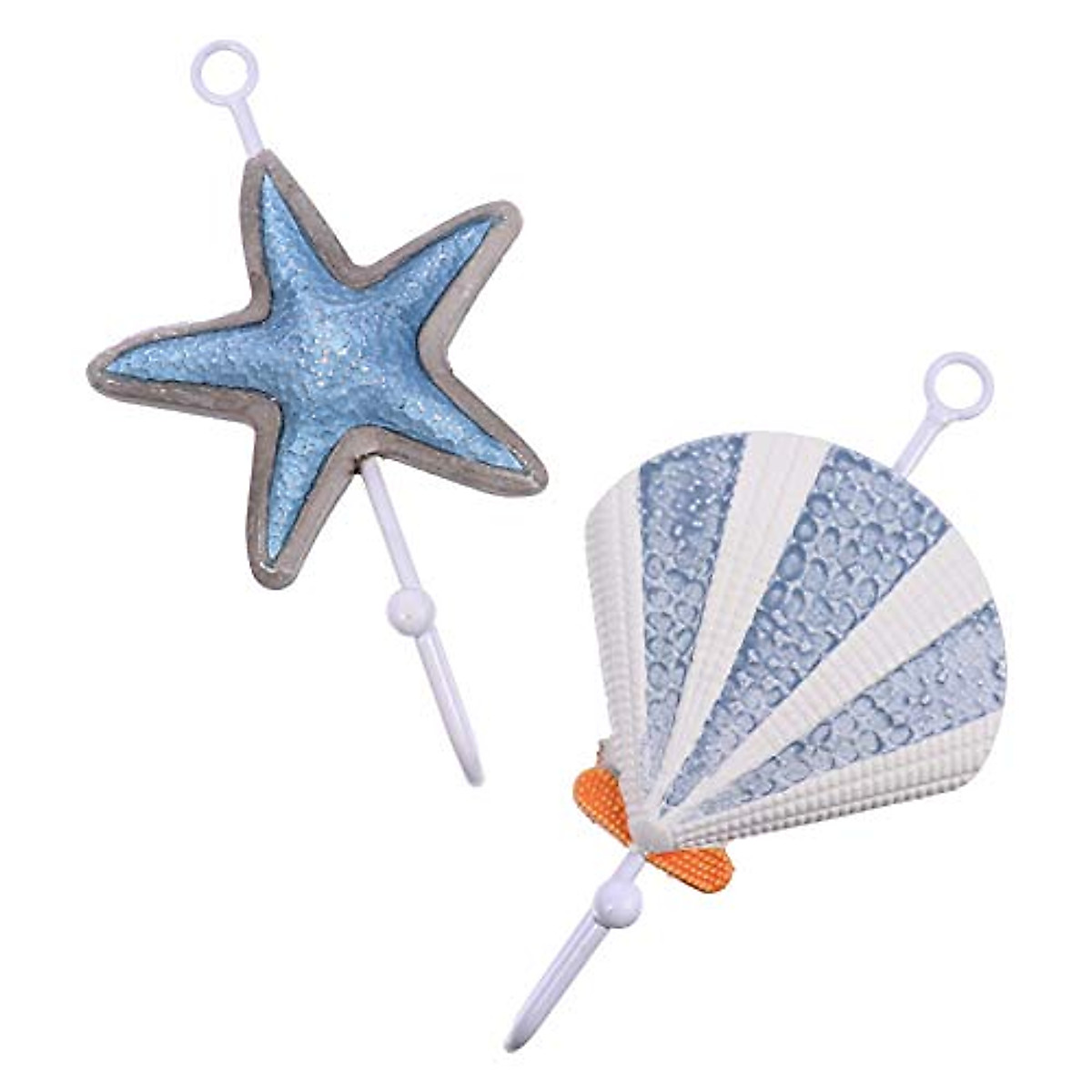 Cabilock 2Pcs Mediterranean Wall Hooks Clothes Hooks Sea Shell Coats Hat Key Rack Towels Hangers Nautical Decorative Hooks for Home Bedroom Beach Coastal Ornaments