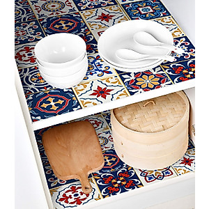 17.7"x197.11" Pattern Contact Paper Self Adhesive Drawer and Shelf Liner Creative Covering Peel and Stick Wallpaper Removable Fast to Clean for Shelves, Drawer,Desk ,Cabinet ,Kitchen, Vinyl Rolls