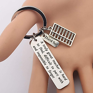 Math Teacher Thank You Keychain A Truly Great Teacher is Hard to Find Retirement Gift for Teacher (Abacus)