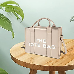 LMKIDS The Tote Bag for Women,PU Leather Tote Bag, Travel Tote Bag, Women Shoulder Bag, Crossbody Bag, Women Handbag (Beige)