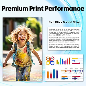 Miss Deer 711XL Designjet Ink Cartridge(CZ133A) Replacement for 711 XL 711XL,Work for DesignJet T120 24-in Printer T520 24-in Printer DesignJet T520 36-in Printer,80-ml (2BK, 1C, 1M, 1Y)