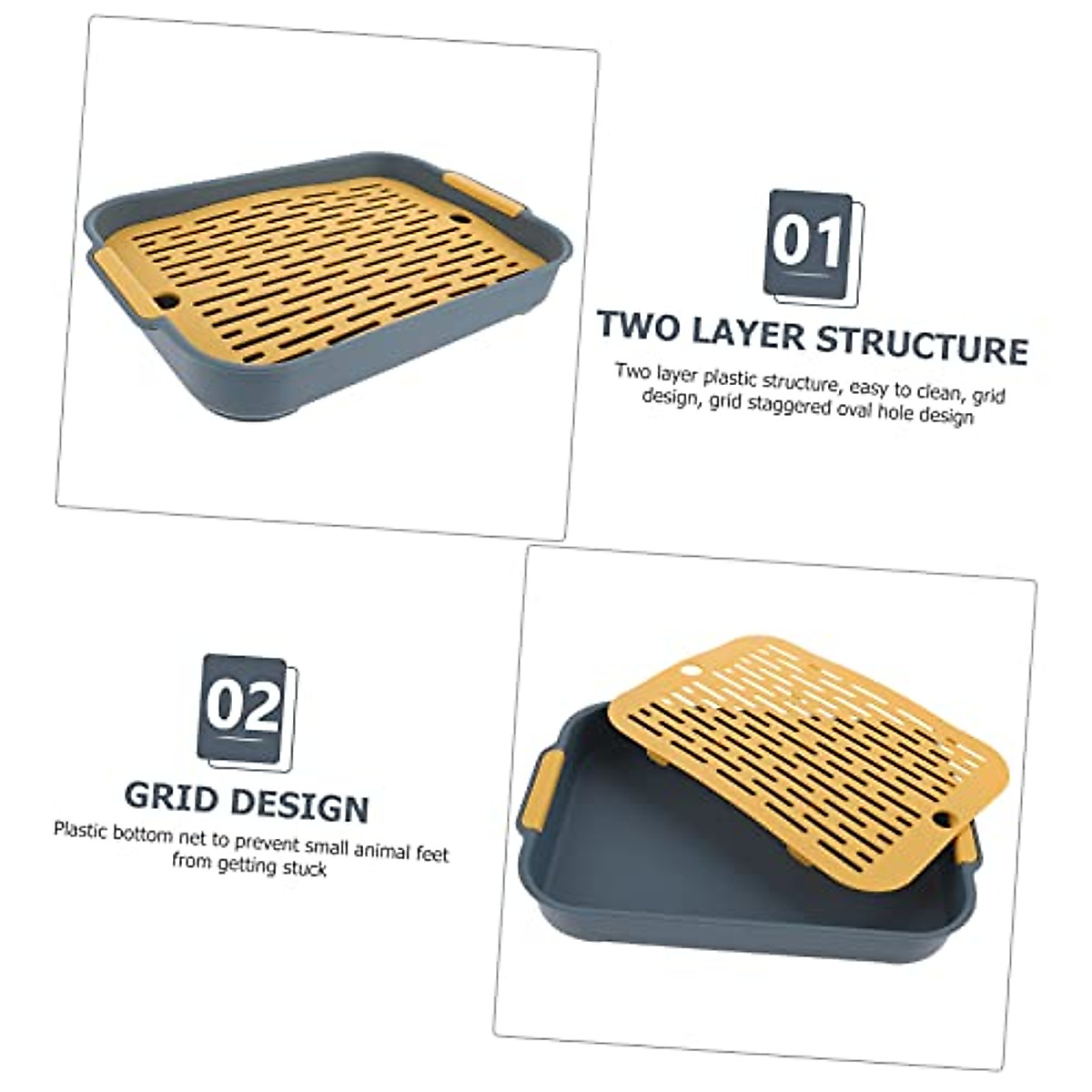 POPETPOP 2pcs Box Rabbit Toilet Outdoor Litter Box Square Serving Tray Litter Box for Large Cat Pet Pan Bedding Box Potty Trainer Corner Litter Box Rabbit Litter Tray Plastic Bunny Potty Pp